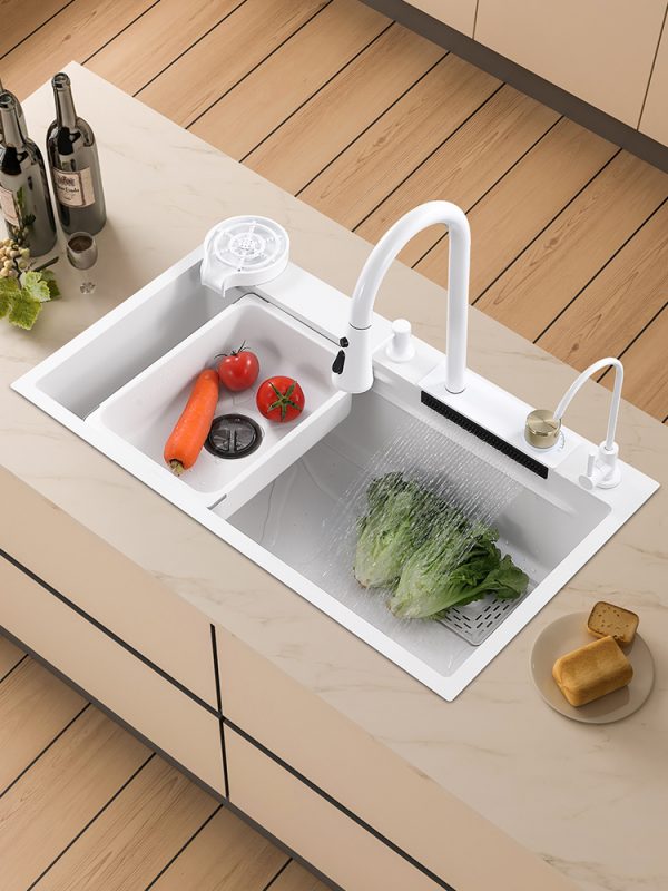 Chiuvetă multifuncțională albă cu accesorii incluse, culoare: alb 750 x ...